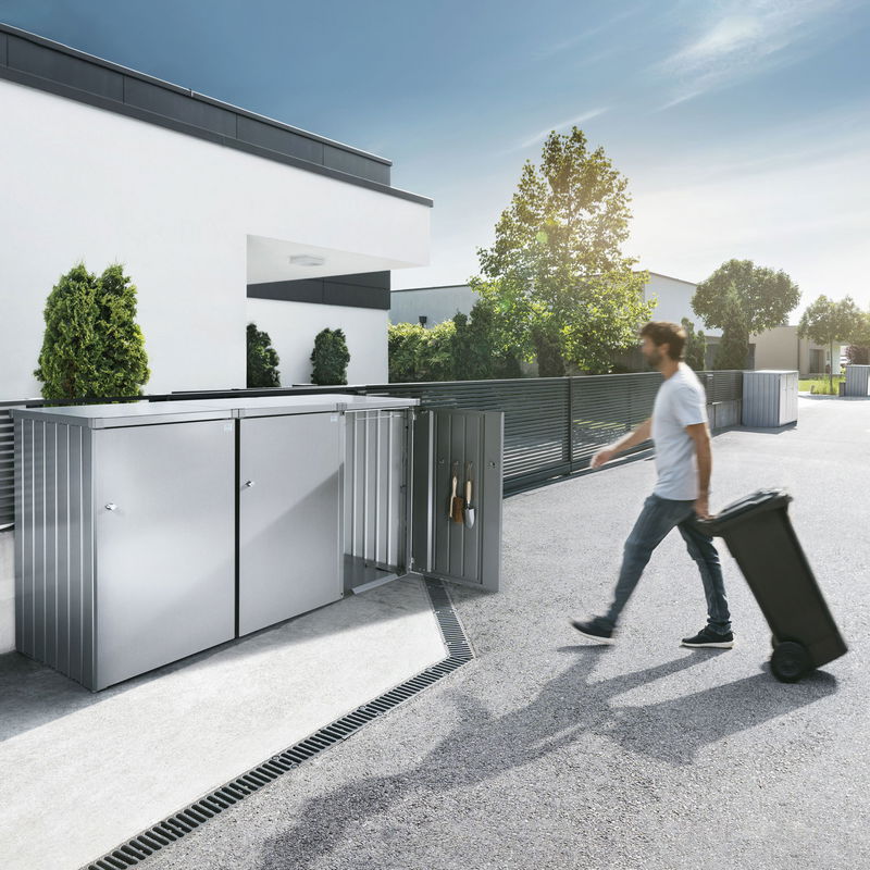 Biohort Mülltonnenbox 'Alex', silber-metallic jetzt kaufen | Pflanzen-Kölle