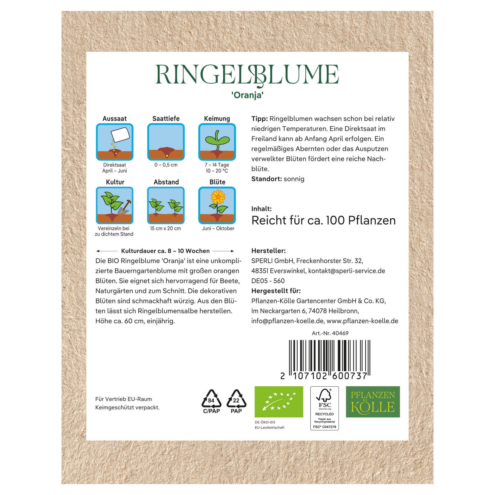 Ringelblume 'Oranja', Saatgut von Kölle BIO online kaufen | Pflanzen-Kölle